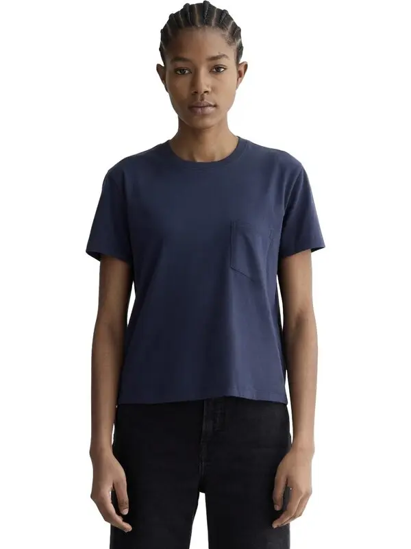 Everlane Box-cut T-shirt In Essential Cotton - Navy | No Pocket